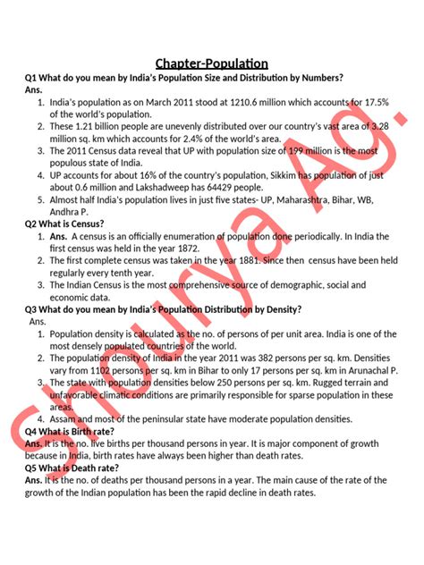 Population Class 9 Notes Pdf