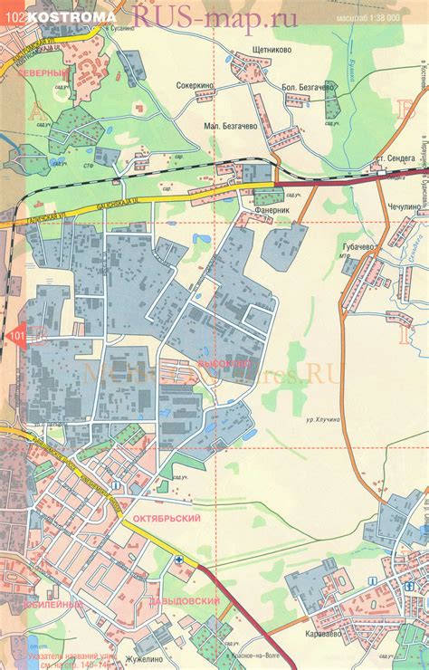 Кострома Карта города Кострома масштаба 1см 380м с названиями улиц и номерами домов C0