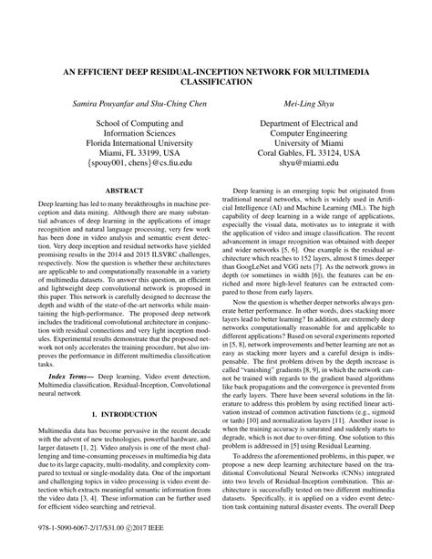 pdf an efficient deep residual inception network for multimedia