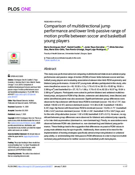 Pdf Comparison Of Multidirectional Jump Performance And Lower Limb Passive Range Of Motion