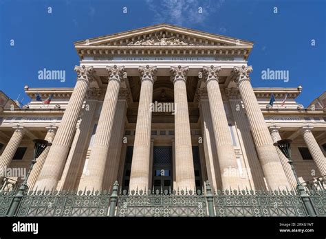 Nîmes Gard France 08 17 2023 Low Angle Front View Of The
