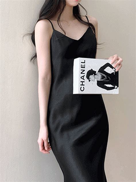 4color끈조절가능 고급 새틴 실크 나시 슬립 롱원피스 Tyw966