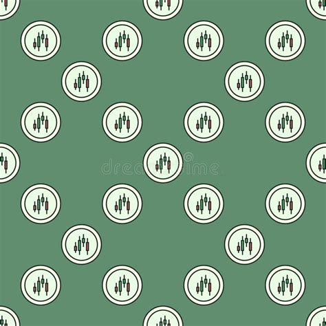 Cryptocurrency Trading Vector Candlestick Chart Round Colored Seamless Pattern Stock Vector