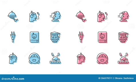 Set Line Smart Glasses Robot Vacuum Cleaner Waiter Robot Robotic Arm