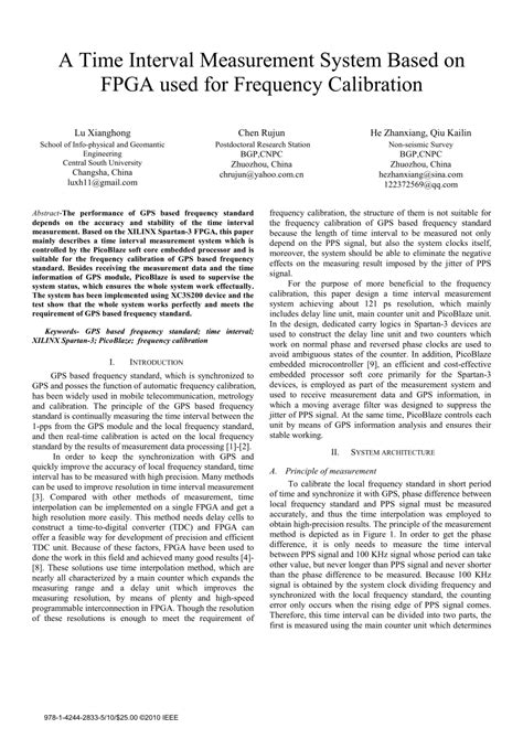 Pdf A Time Interval Measurement System Based On Fpga Used For Frequency Calibration