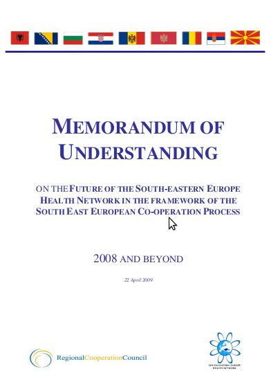 SEE Health Network Secretariat Memorandum Of Understanding 2009
