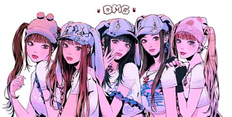 Haerin Hanni Minji Hyein And Danielle Real Life And 1 More Drawn