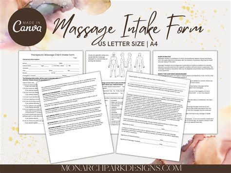 Massage Client Intake Form Editable Client Intake Form Massage Client