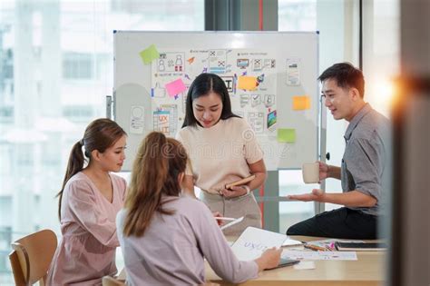 Young Developer And Ui Designer Brainstorming Interface Wireframe Designcreative Digital