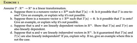 Solved Assume T RmRn Is A Linear Transformation A Suppose Chegg