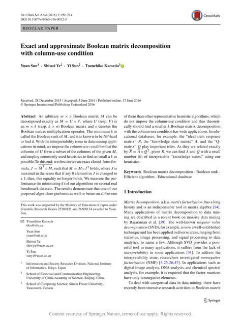 exact and approximate boolean matrix decomposition with column use