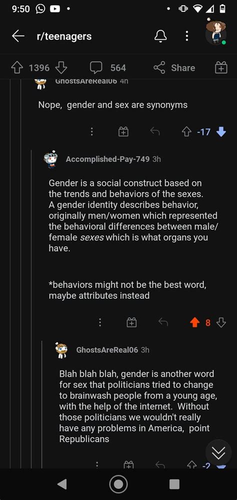 Rfteenagers If Share Nope Gender And Sex Are Synonyms Accomplished Pay