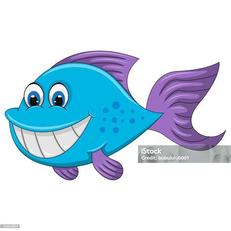 보라색 지느러미와 큰 이빨을 가진 파란 물고기 만화 벡터 일러스트 레이 션 개체 그룹에 대한 스톡 벡터 아트 및 기타 이미지 개체 그룹 귀여운 금붕어 Istock