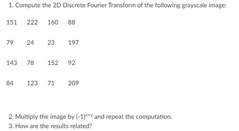 Solved Compute The 2D Discrete Fourier Transform Of The Chegg