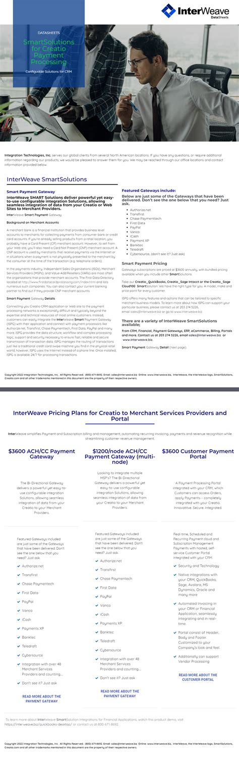 Cr Payment Datasheet The Smartintegration Platform