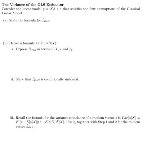 Solved The Variance Of The Ols Estimator Consider The Linear