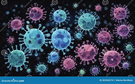 Virus Illustration Virus Cells Under The Microscope Dangerous Viruses