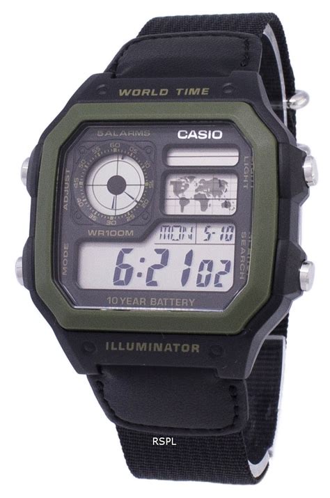 Mens Illuminator Ae1200whb 1bv Digital Cloth Quartz Fashion Watch