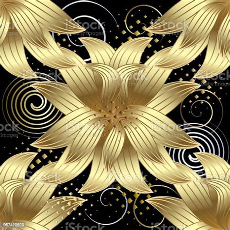 골드 3d 꽃 패턴 원활한 벡터 현대 추상 Geometr 0명에 대한 스톡 벡터 아트 및 기타 이미지 0명 기하 도형 꽃 나무 Istock