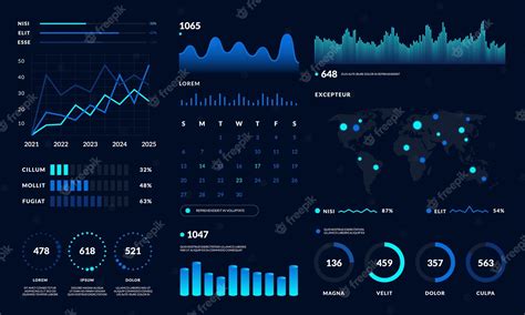 대시보드 Ui 데이터 Hud 다이어그램 디자인 그래프 및 차트 최신 그래픽 인터페이스 벡터 미래 대시보드 현대 Infographic 블랙 디자인 프리미엄 벡터