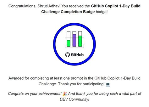 Achievement Githubcopilot Codingchallenge Softwaredevelopment Shruti Adhav