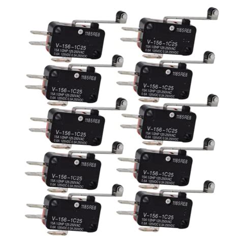 Fasizi 10pcs V 156 1c25 Micro Limit Switch With Long Hinge Roller Momentary Spdt Snap Action For