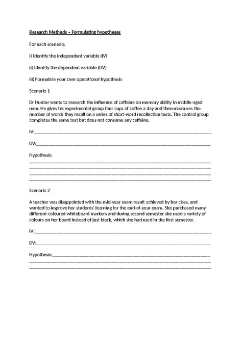 formulating hypotheses research methods formulating hypotheses for