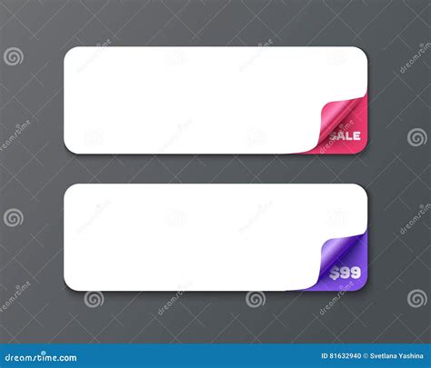 Set Of Horizontal Banner Template With Curl Corners Stock Vector Illustration Of Background