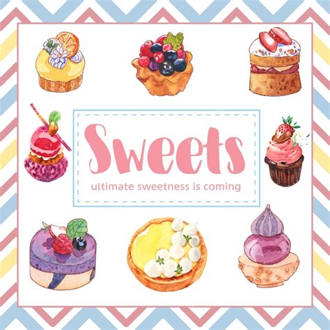 컵 케이크와 디저트 프레임 디자인 템플릿 Psd 다운로드 디자인 자료 다운로드