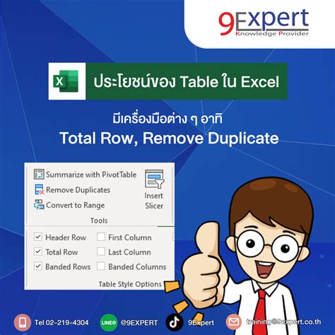 9expert Training Table ของ Microsoft Excel จะเป็นการแปลงข้อมูลให้เป็นรูปแบบของ Structure Data