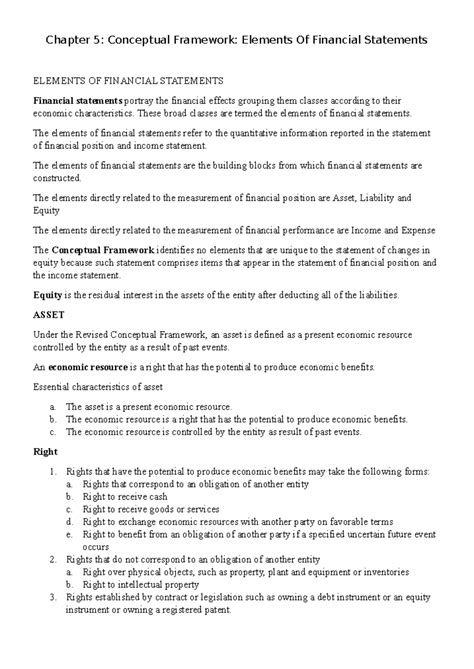 Chapter 5 Summary Conceptual Framework And Accounting Standards Chapter 5 Conceptual