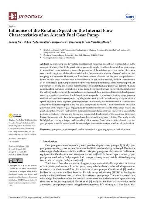 Pdf Influence Of The Rotation Speed On The Internal Flow Characteristics Of An Aircraft Fuel