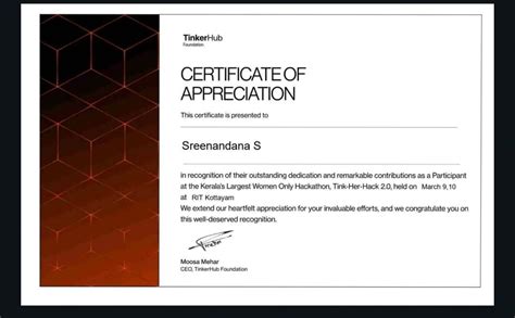 Tinkerhub Tinkherhack Womenintech Hackathon Leadership Innovation Sreenandana S