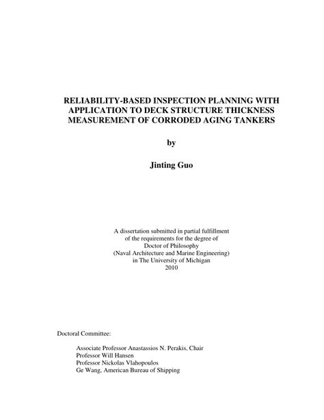 Pdf Reliability Based Inspection Planning With Application To Deck