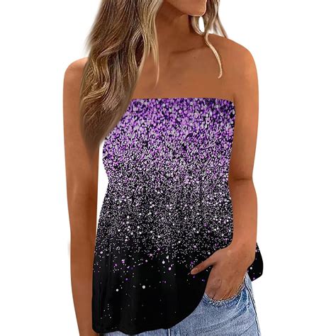 Womens Plus Size Tube Tops Strapless Blouse Pleated Sleeveless