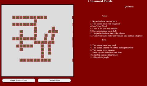 Crossword Puzzle Game Using Html And Css In Javascript With Source Code