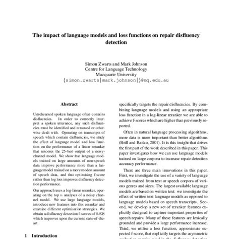 The Impact Of Language Models And Loss Functions On Repair Disfluency Detection Acl Anthology
