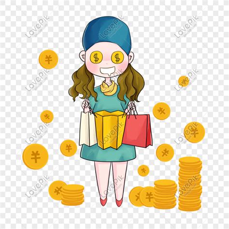 쇼핑 가방 소녀 Png 일러스트 무료 다운로드 Lovepik