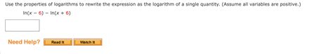 Solved Use The Properties Of Logarithms To Rewrite The Chegg Com
