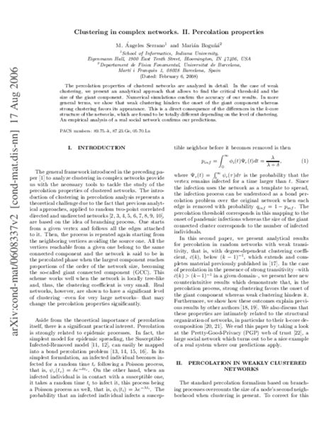 Pdf Clustering In Complex Networks Ii Percolation Properties