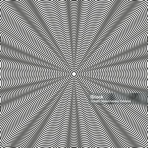 물결 모양의 착시 현상 방사형 검은색 선 추상 최면 패턴 이런 모습 기하학적 시각적 왜곡 0명에 대한 스톡 벡터 아트 및 기타 이미지 Istock