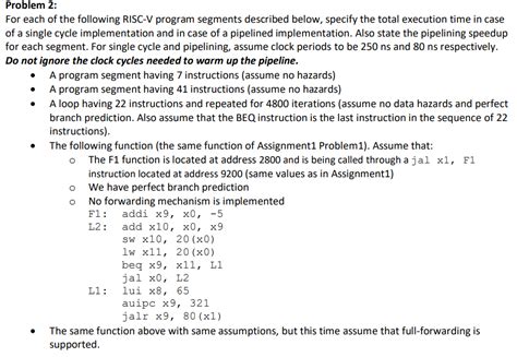 Solved Problem 2 For Each Of The Following RISC V Program Chegg