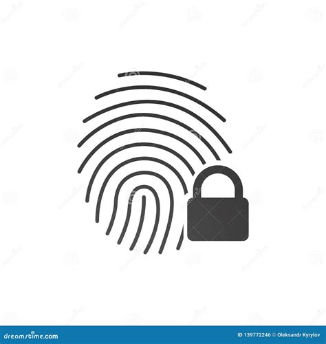 Fingerprint Icon With Lock Sign Concept Of Personal Data Protection App Security Flat Vector