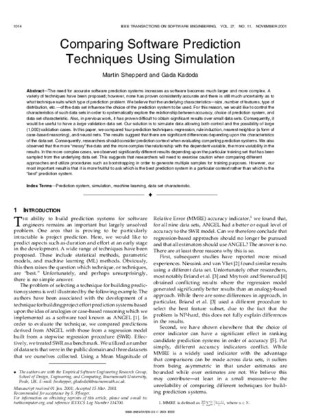 Pdf Comparing Software Prediction Techniques Using Simulation