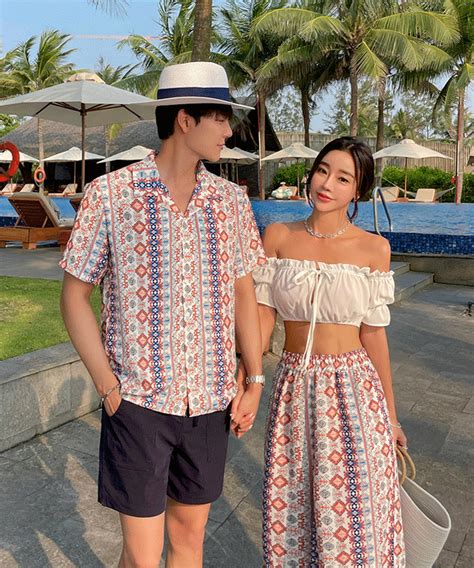 Made By 비바럽 다이아 허니문 시밀러 커플룩 Sw19746f 밴딩 여름 와이드 긴바지 체형커버 휴가 휴양지 바캉스 비치 팬츠 허니문 신혼 커플 시밀러룩 비치웨어 에이블리