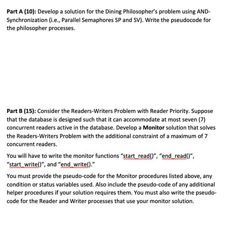 Solved Part A 10 Develop A Solution For The Dining