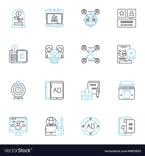 Seo Optimization Linear Icons Set Keywords Vector Image
