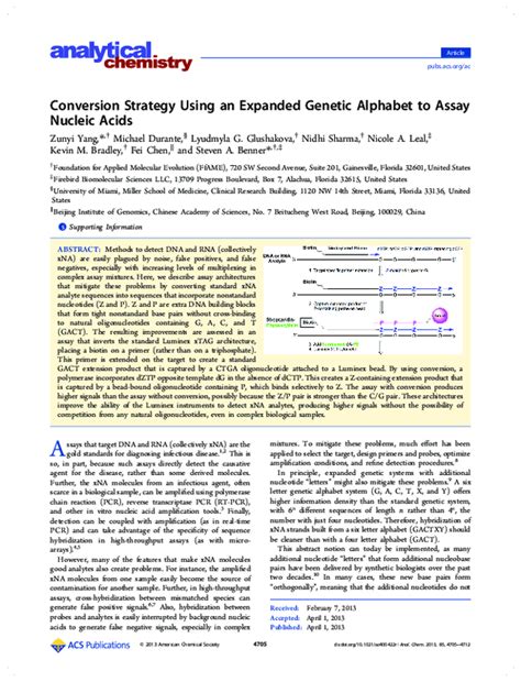 Pdf Conversion Strategy Using An Expanded Genetic Alphabet To Assay Nucleic Acids