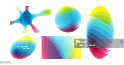 흰색 배경에 컬러 페인트 얼룩 타원형 및 구체 추상적인 기하학적 디자인 비즈니스 이벤트 초대 템플릿 다양한 중첩 요소로 만든 3d 벡터 일러스트레이션 0명에 대한 스톡 벡터