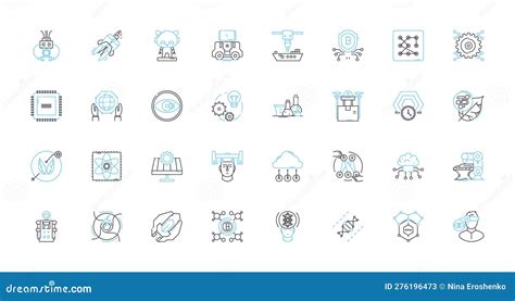 Machine Learning Technology Linear Icons Set Algorithms Predictions